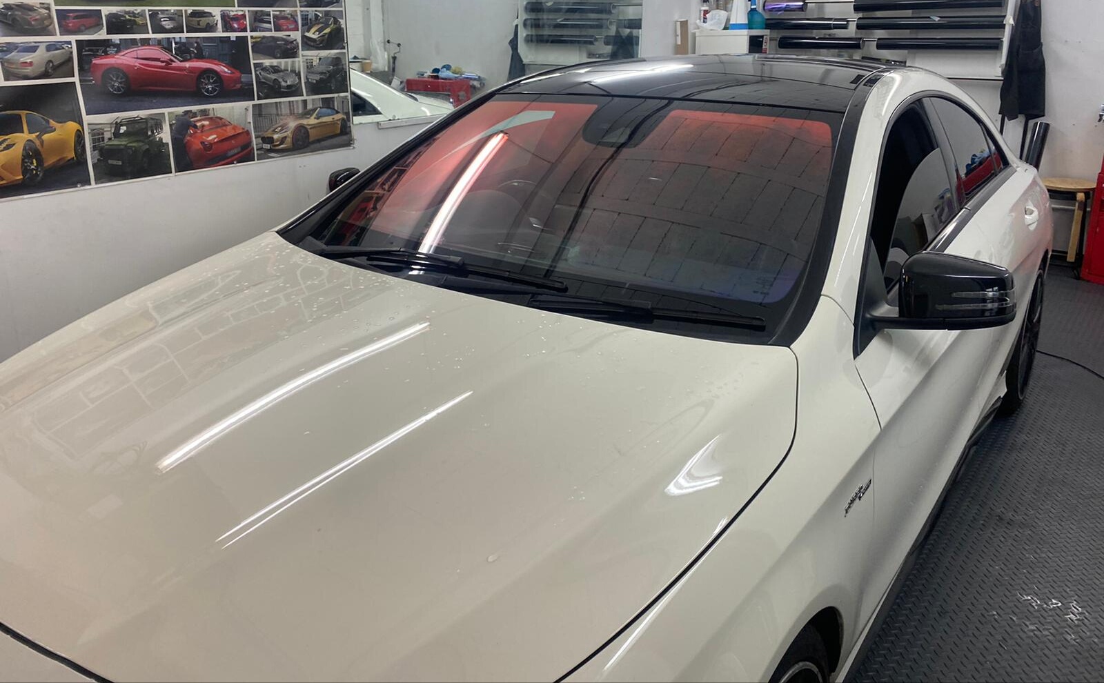 Red Windscreen White Car – WINDOW TINTING